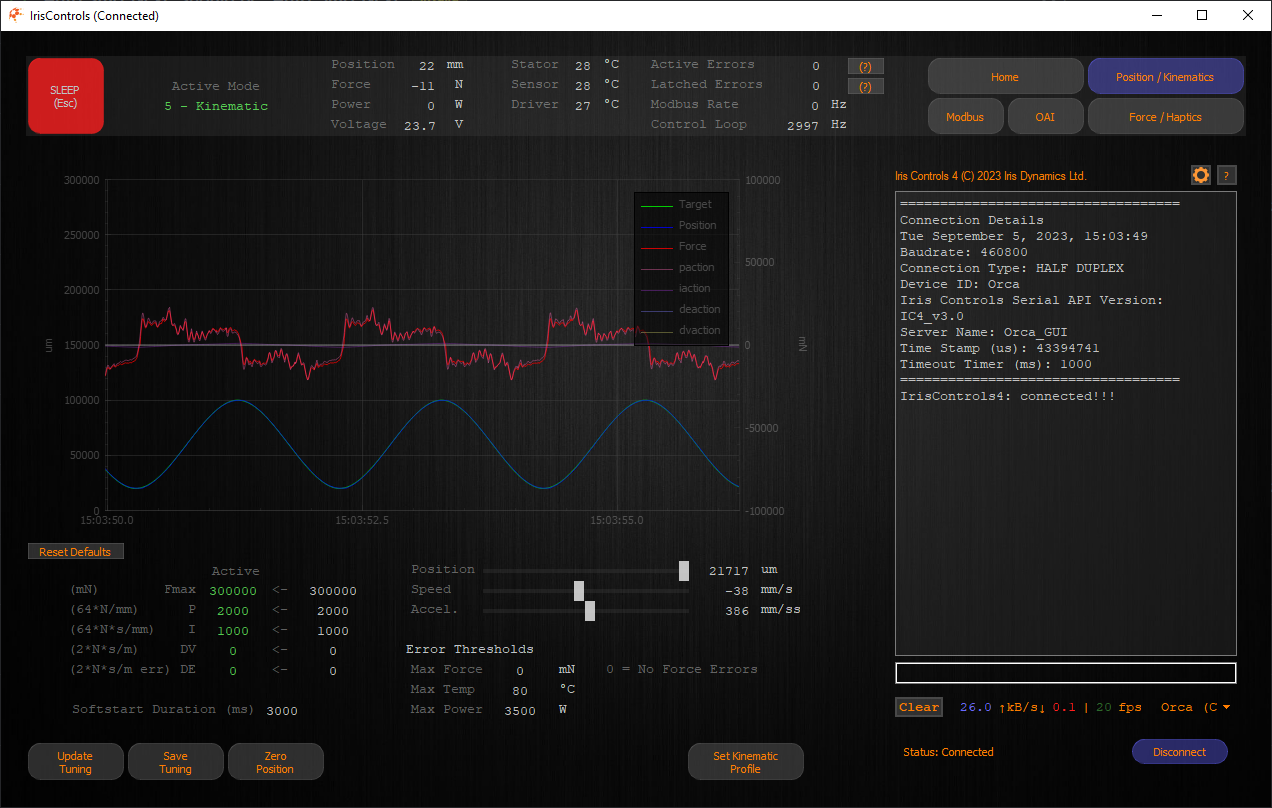 Force Controlled Smart Linear Motors - Iris Dynamics